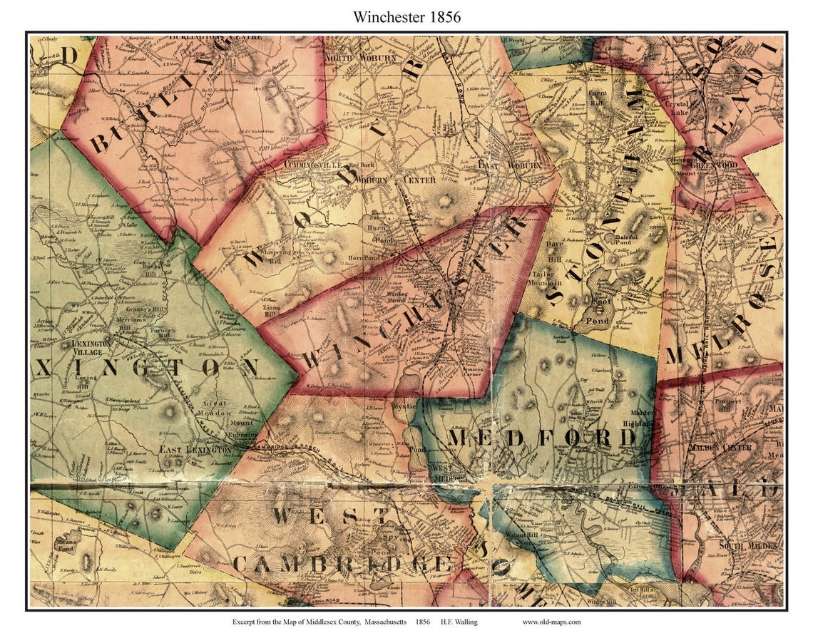 Winchester 1856 Old Town Map With Homeowner Names - Etsy