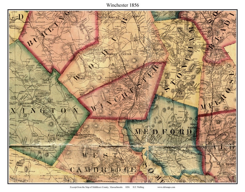 Winchester 1856 Old Town Map With Homeowner Names - Etsy