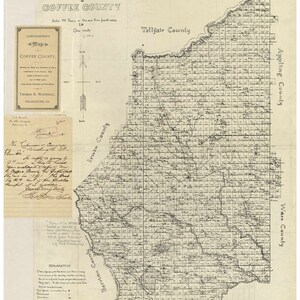 Coffee County Old 1891 Map Georgia - Wall Map With Homeowner Names ...