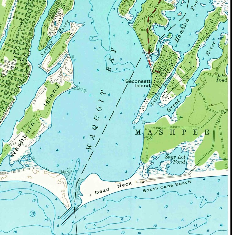 Falmouth Woods Hole 1957 Old Topo Map - Custom Composite Reprint ...