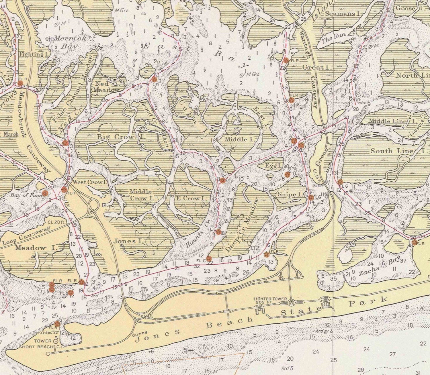 Hempstead Bay NY 1941 Nautical Map Long Island Reprint - Etsy