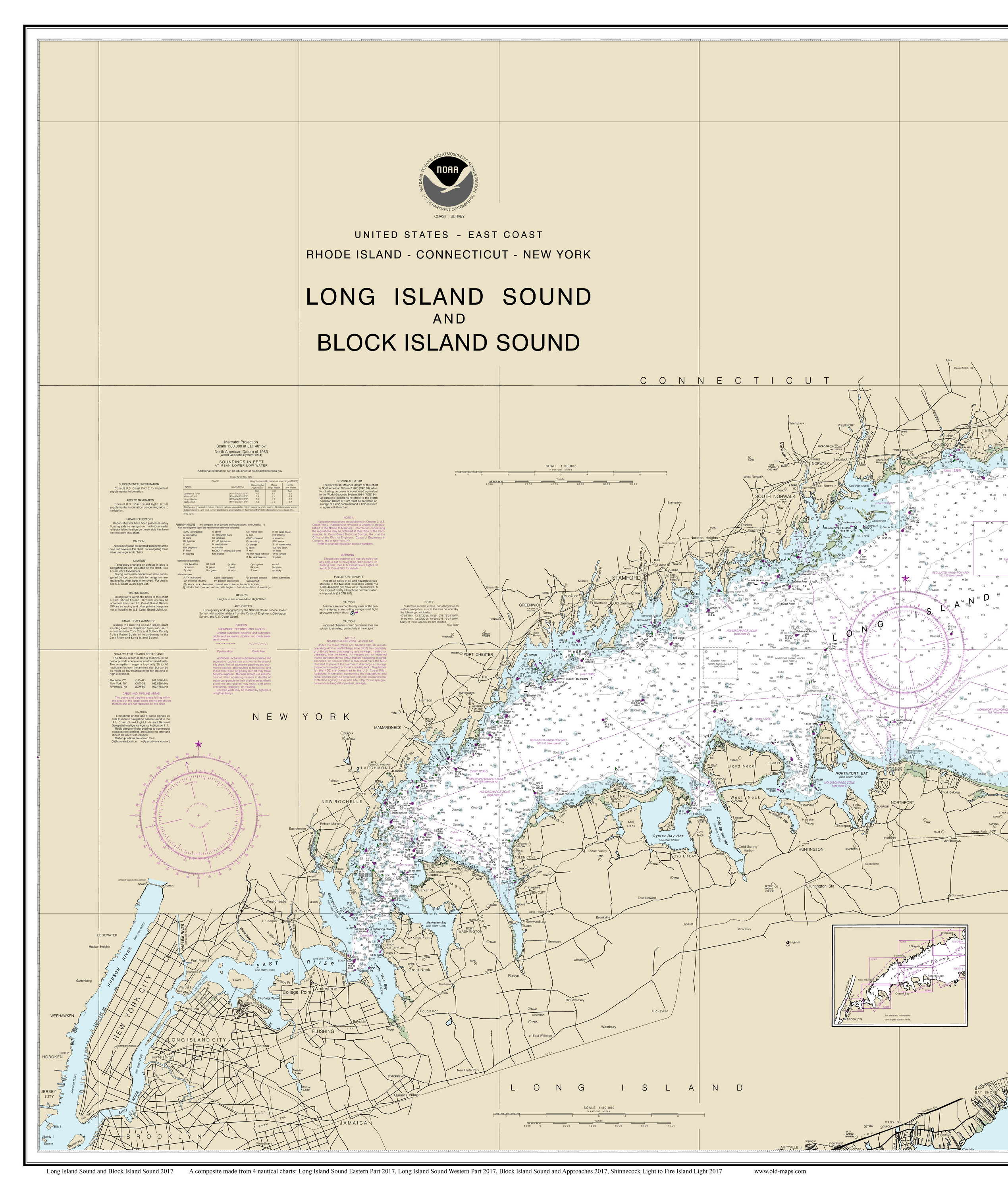 Long Island Sound & Block Island Sound 2017 Custom Nautical | Etsy