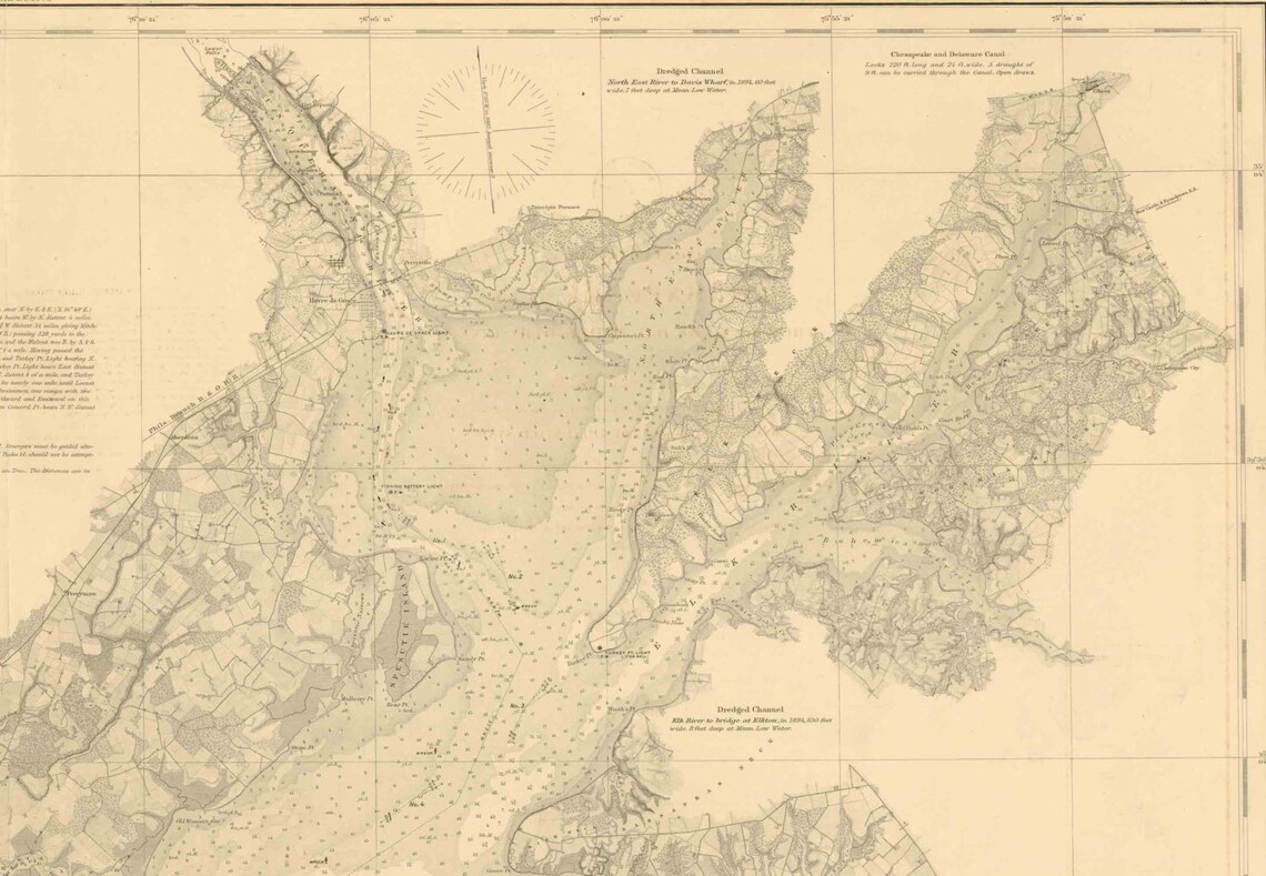 Head of the Bay to Magothy River 1877 Nautical Map 6 | Etsy