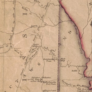 Alabama 1819 Old State Map Detailed Early Map War of 1812 Notes Reprint ...