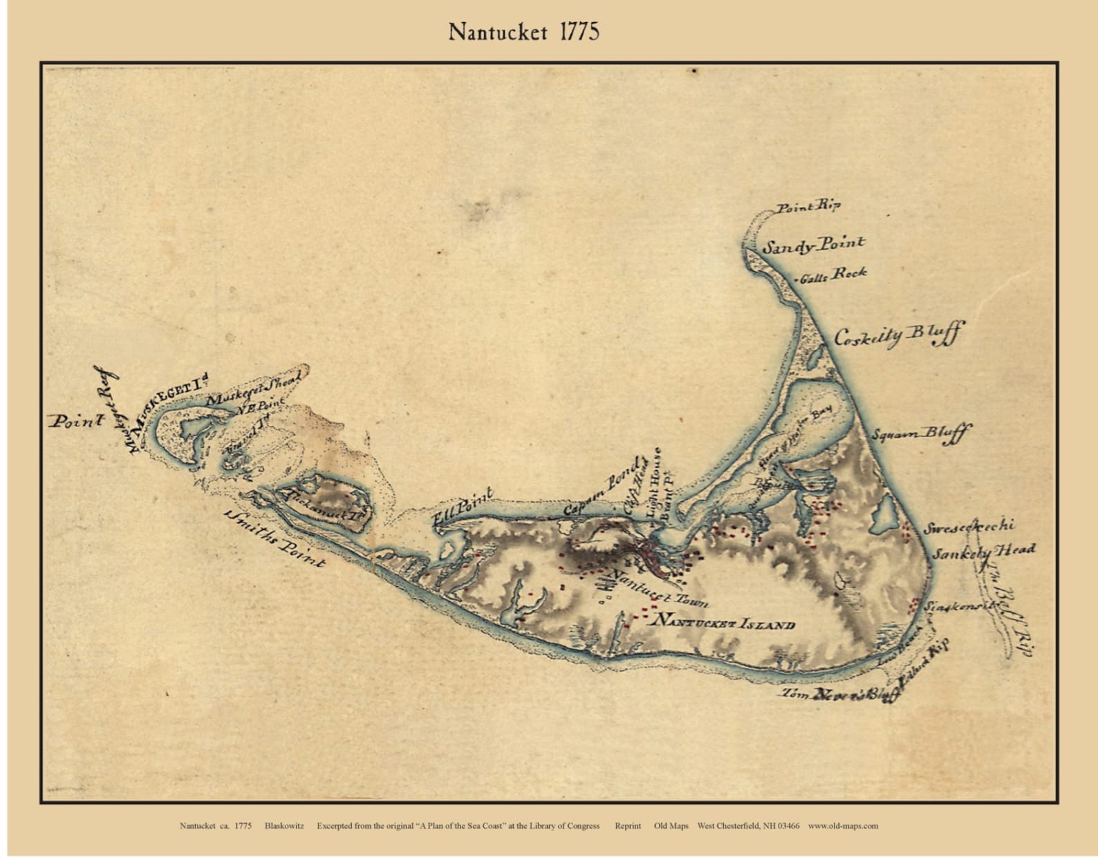 Nantucket 1775 Map by Charles Blaskowitz - Etsy