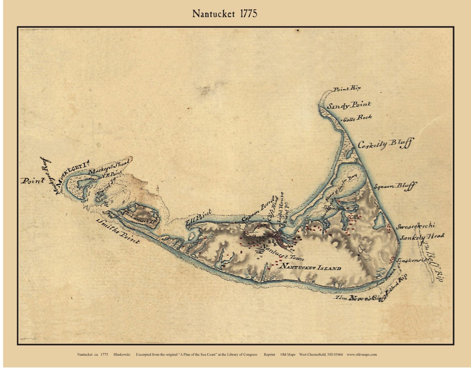 Nantucket 1775 Map by Charles Blaskowitz - Etsy