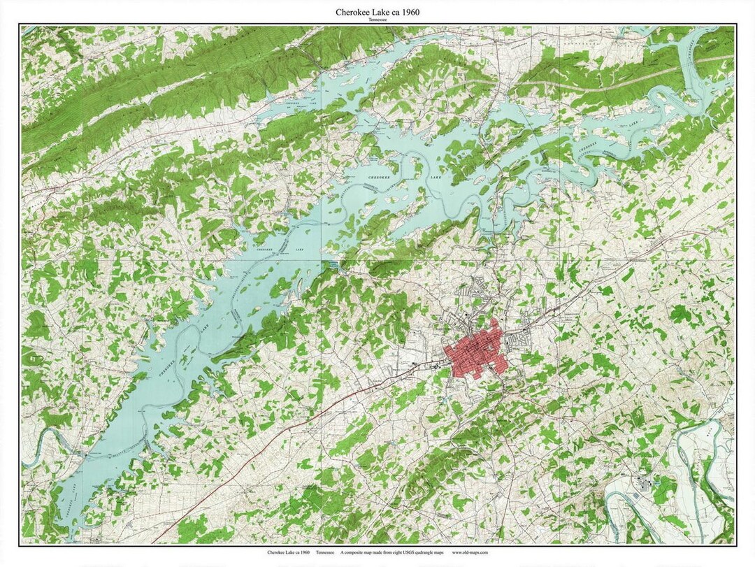 Cherokee Lake 1960 Old Topo Map - A Composite Made From 8 Old USGS ...