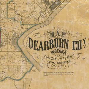 Dearborn County Indiana 1860 - Old Wall Map Reprint With Landowner ...
