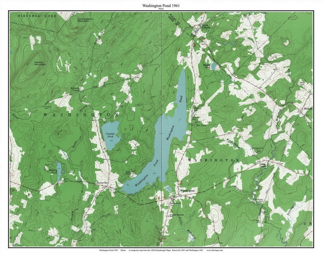 Washington Pond 1961 Topographic Map USGS 7x7 Custom Composite Reprint ...