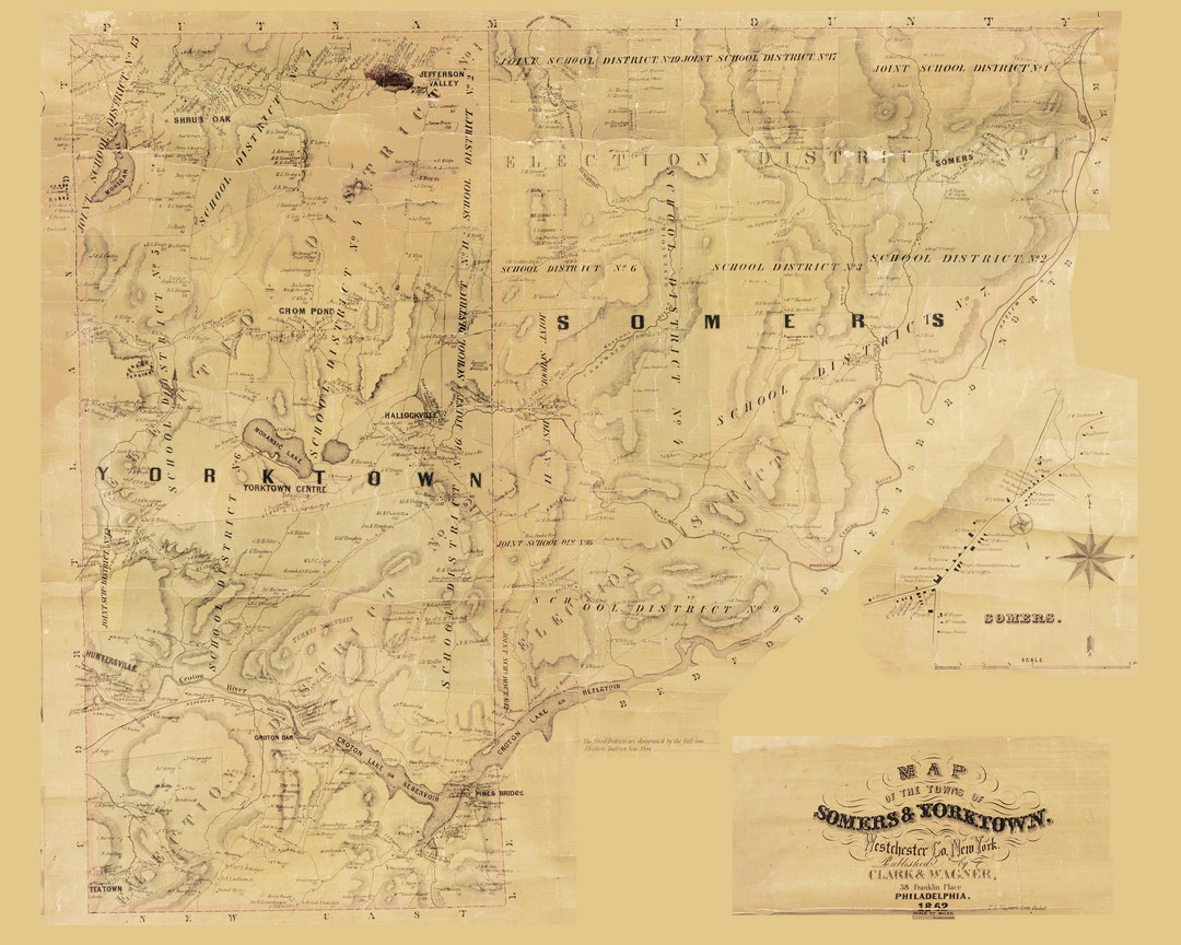 Somers Yorktown York Old Map CUSTOM Reprint - 1862 Homeowner Names ...