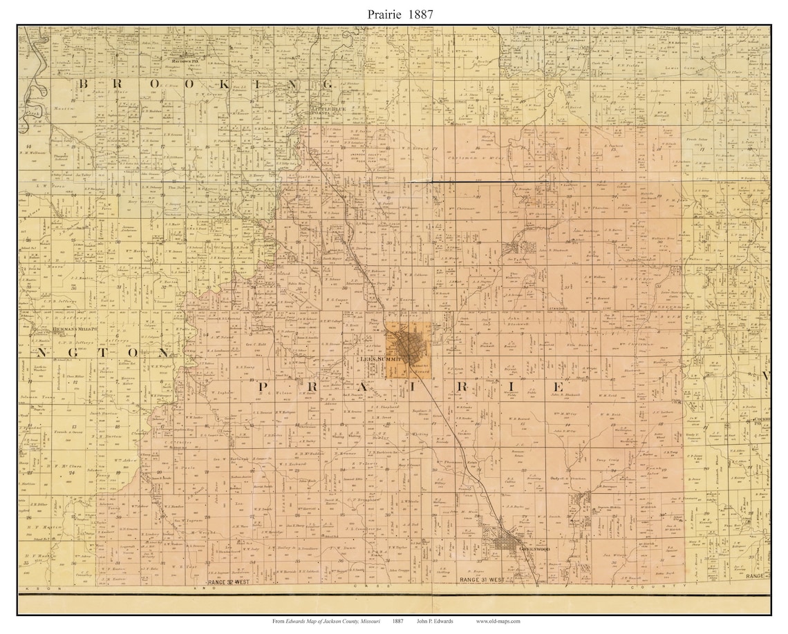 Prairie 1887 Old Town Map With Homeowner Names - Lee's Summit ...