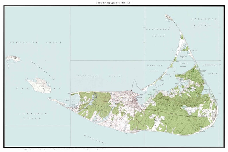 Nantucket 1951 Old Topographical Map Massachusetts USGS - Reprint ...