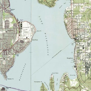 Lake Washington - Ca. 1949 - USGS Old Topographic Map Custom Composite ...