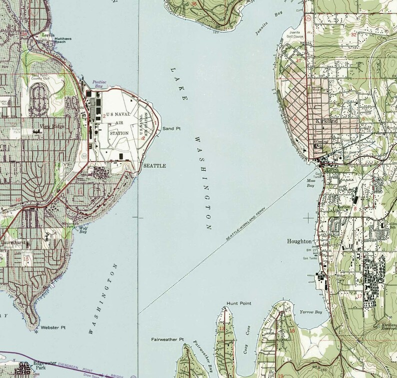 Lake Washington Ca. 1949 USGS Old Topographic Map Custom - Etsy