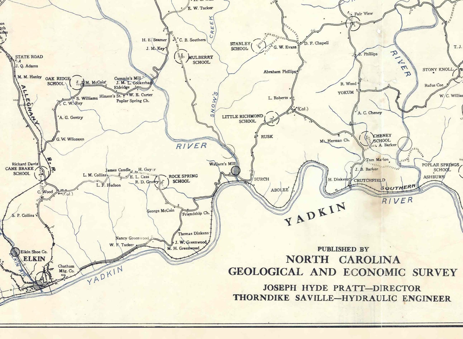 Surry County 1921 - Old Wall Map North Carolina With Homeowner Names ...