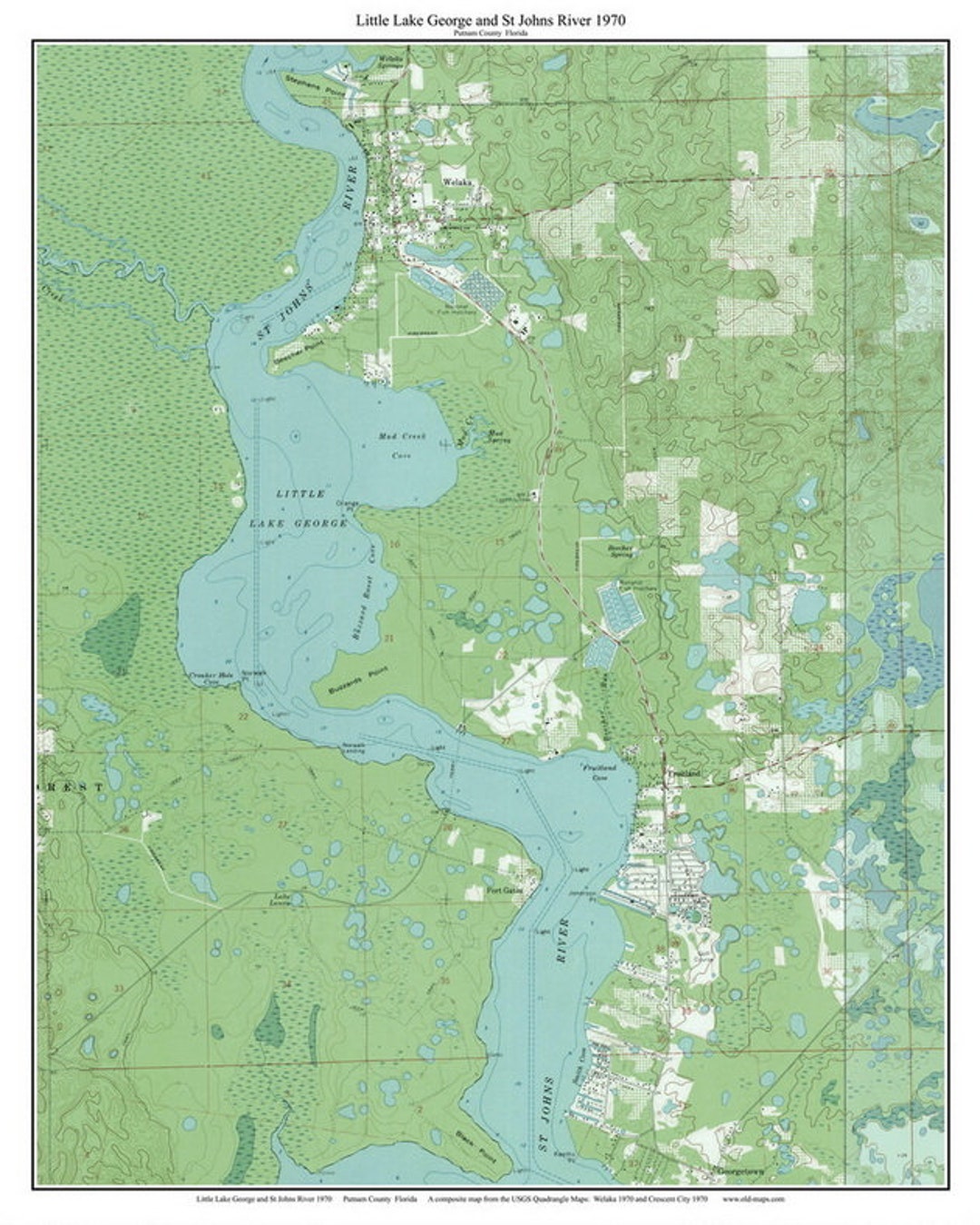 Little Lake George and St Johns River 1970 - Old Topographic Map USGS ...