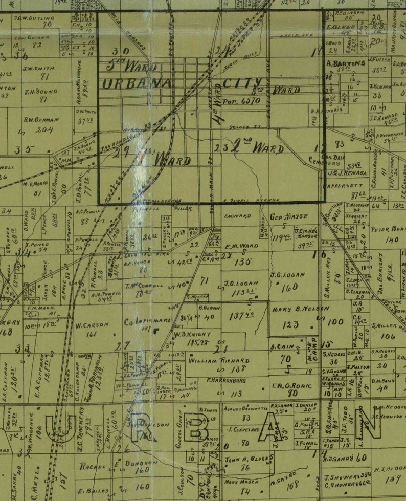 Champaign County Ohio 1894 Old Wall Map Reprint With | Etsy
