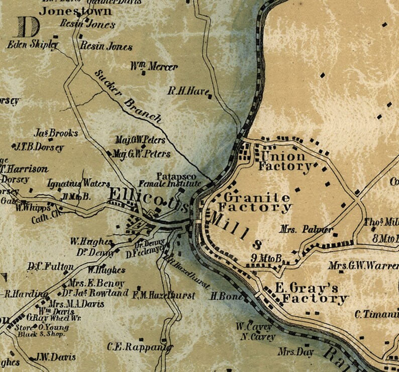 Howard County Maryland 1860 Old Wall Map Reprint With | Etsy