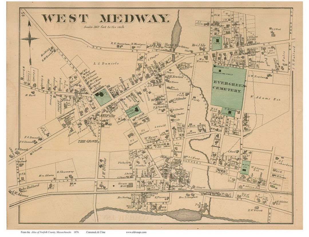 West Medway (in Medway) - 1876 - Old Town Map Reprint - Norfolk County ...