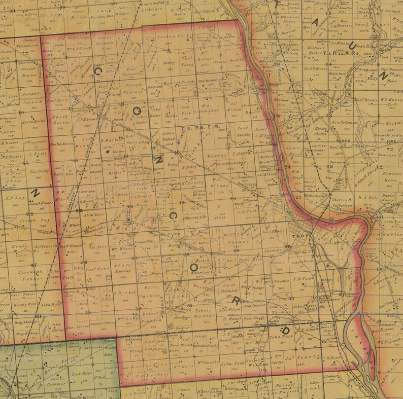 Miami County Ohio 1858 Old Wall Map Reprint With Homeowner | Etsy