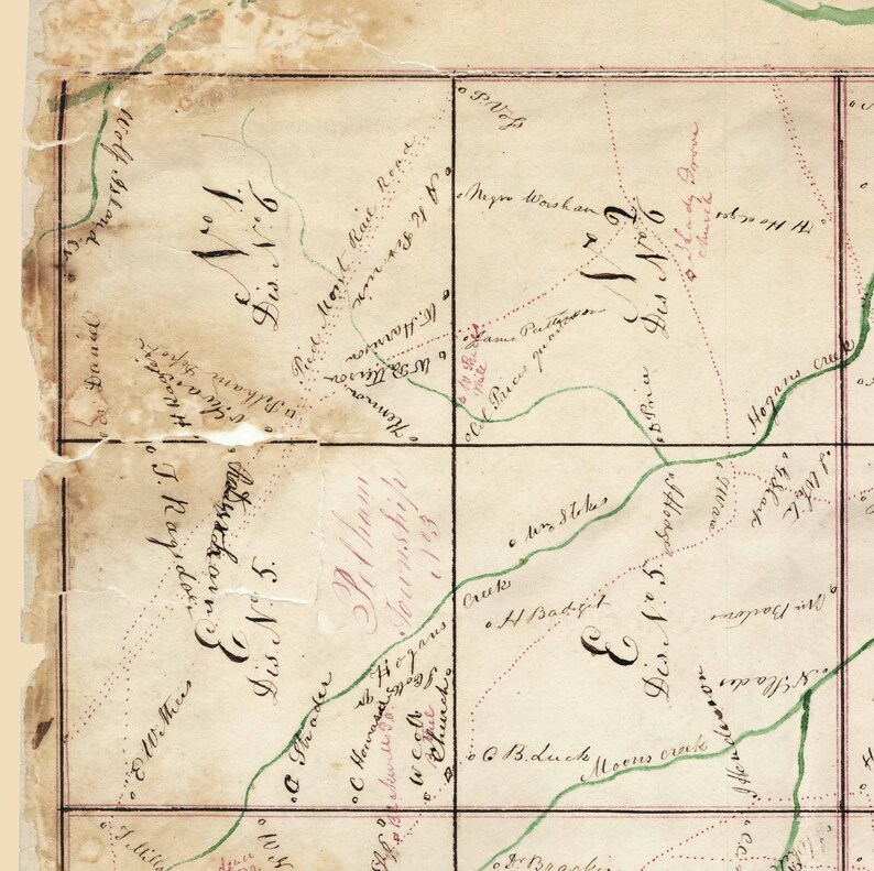 Caswell County North Carolina 1868 - Old Wall Map With Homeowner Names ...