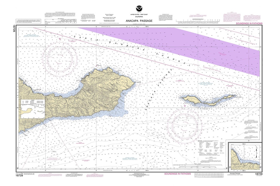 Anacapa Passage 2005 Nautical Map PC Harbors 5114 Reprint California - Etsy