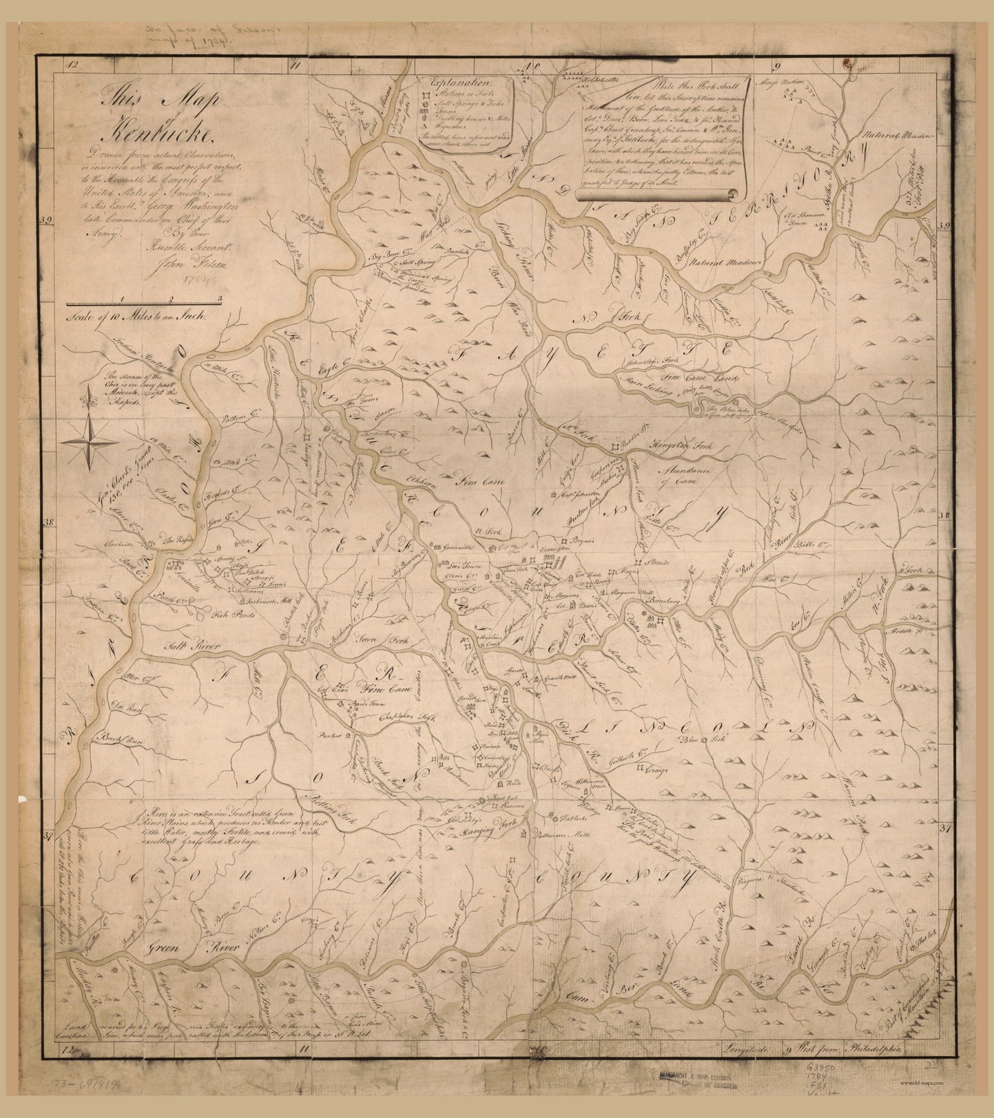 Kentucky 1784 State Map Filson MS Old Map Reprint - Etsy