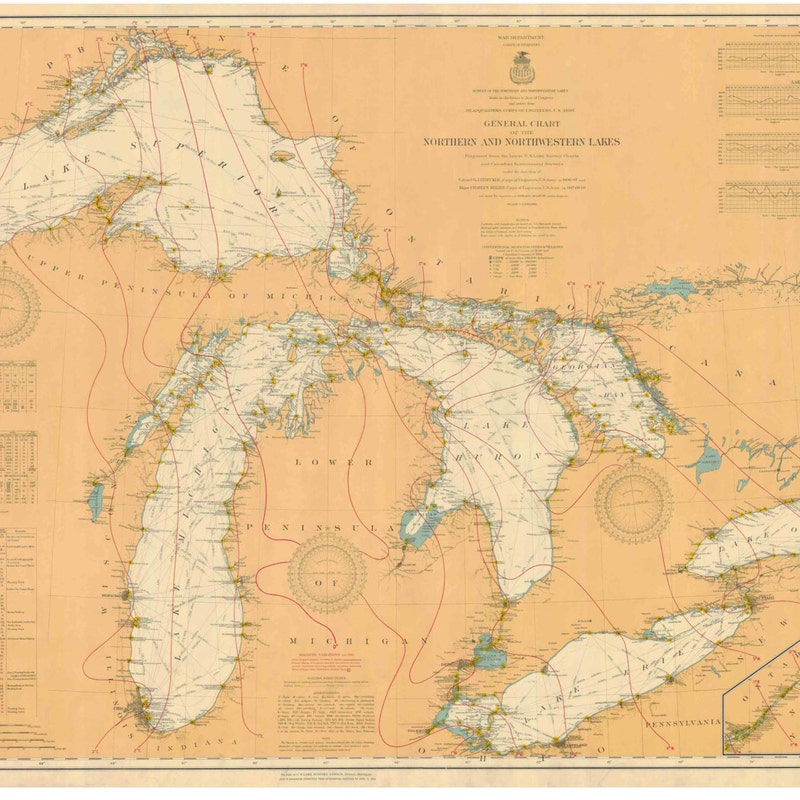 Great Lakes Map - Etsy
