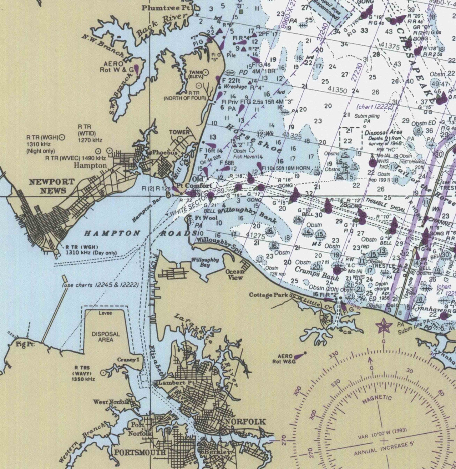 Chesapeake Bay Southern Part 1993 Nautical Map Reprint AC | Etsy