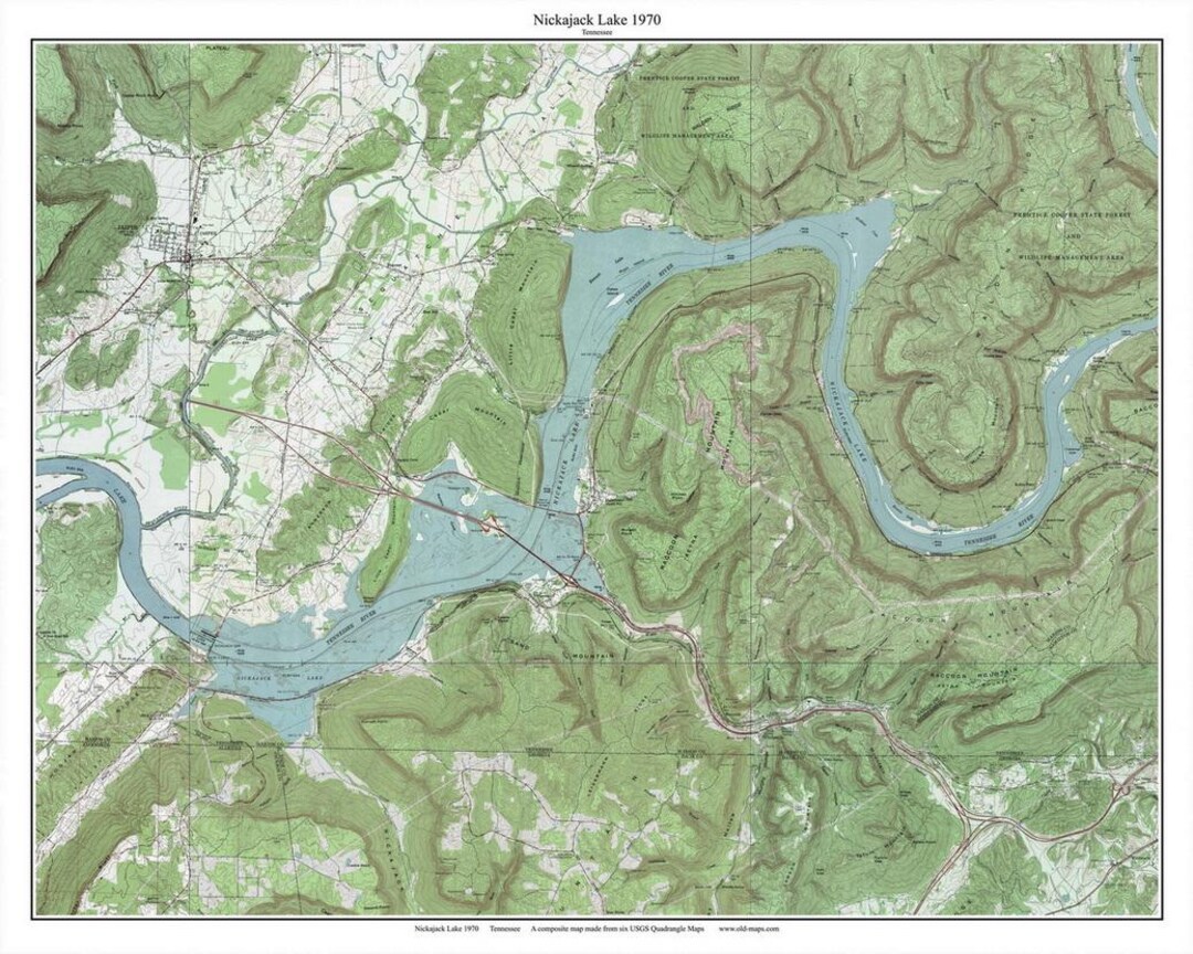 Nickajack Lake 1970 Old Topo Map Custom Composite USGS Reprint ...
