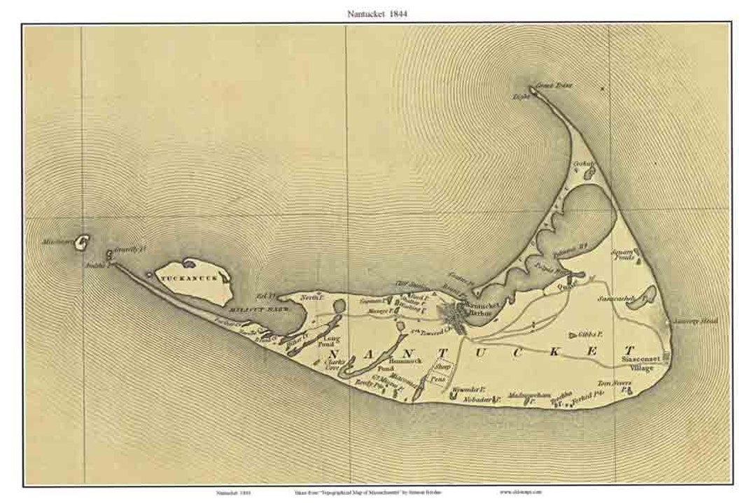 Nantucket 1844 Map by Simeon Borden - Etsy