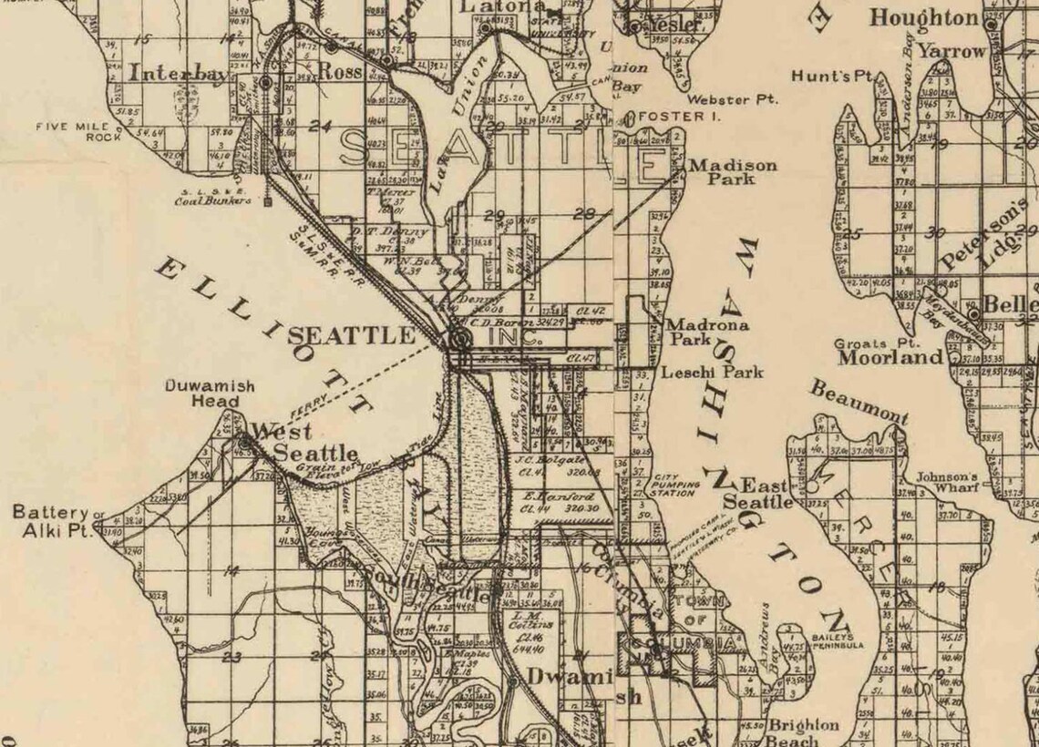 King County Washington 1894 Map Anderson's New Map | Etsy