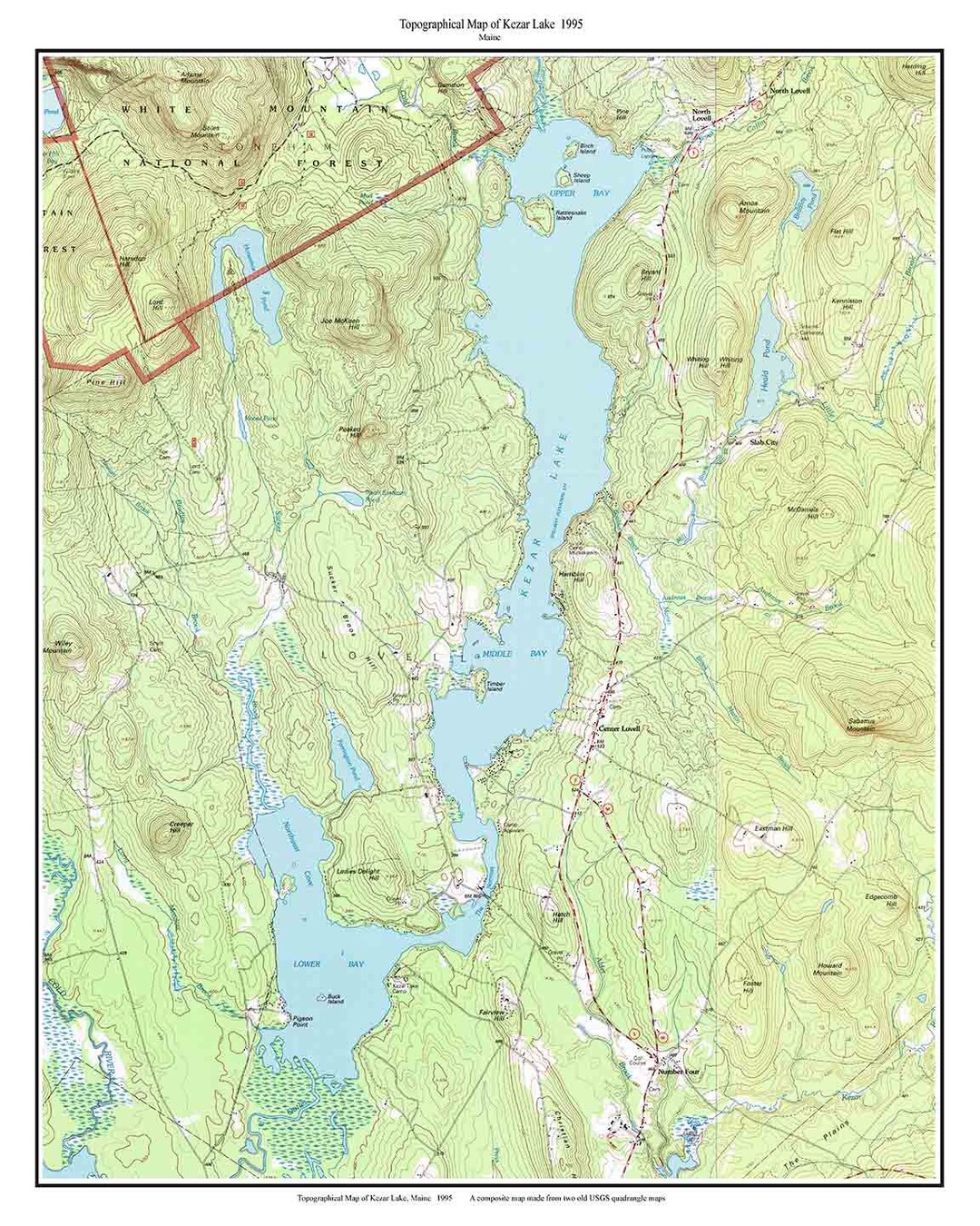 Kezar Lake 1995 Old Topographic Map USGS Custom Composite Reprint ...
