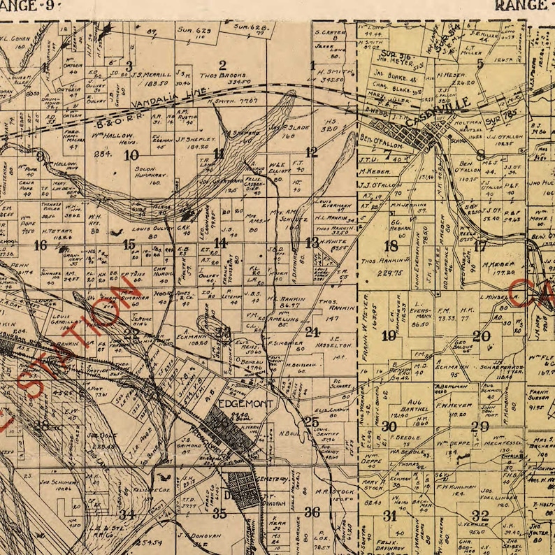 Saint Clair County Illinois 1899 - Old Wall Map Reprint With Homeowner ...