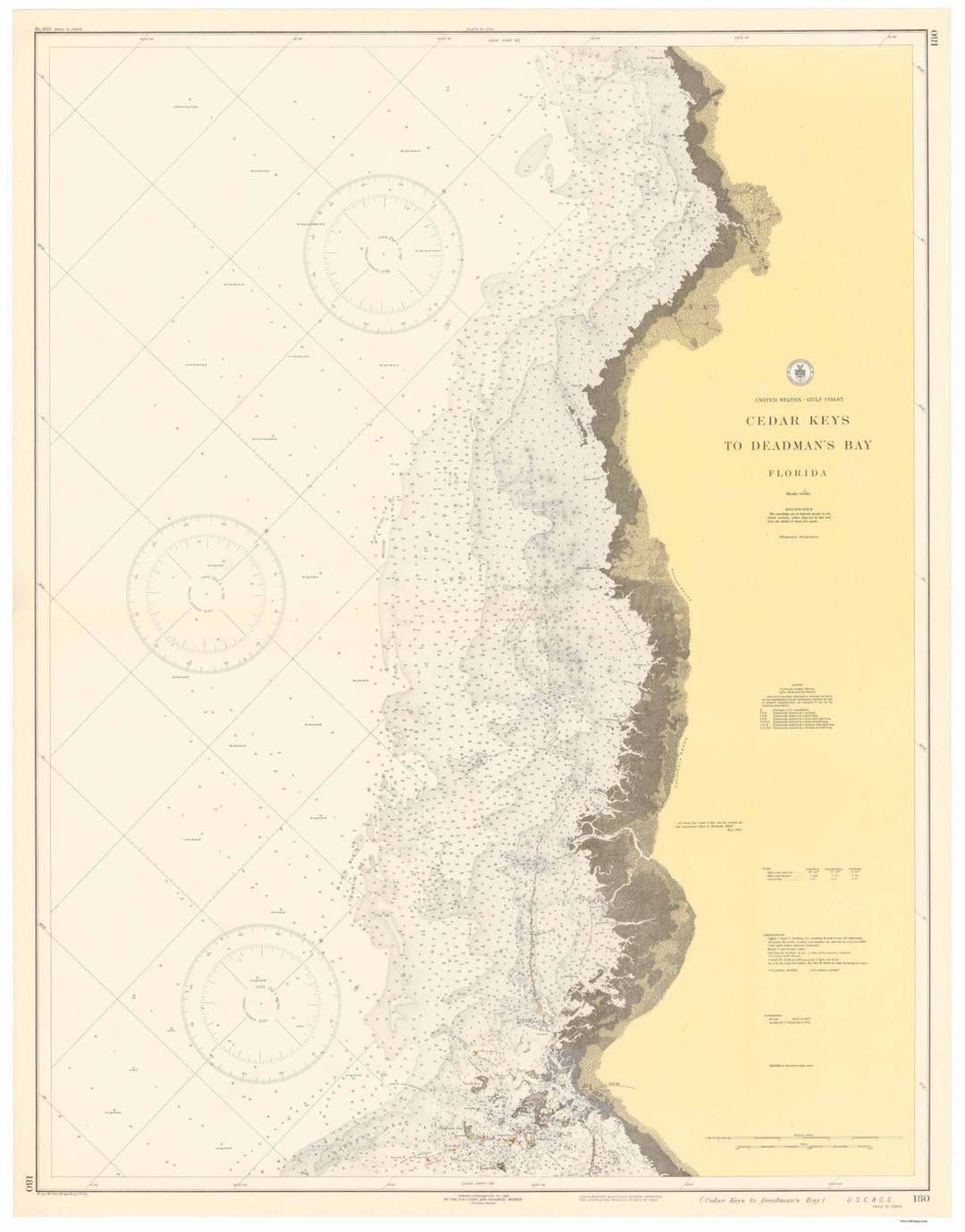Cedar Keys to Deadman's Bay - 1937 Nautical Map Reprint - Florida ...