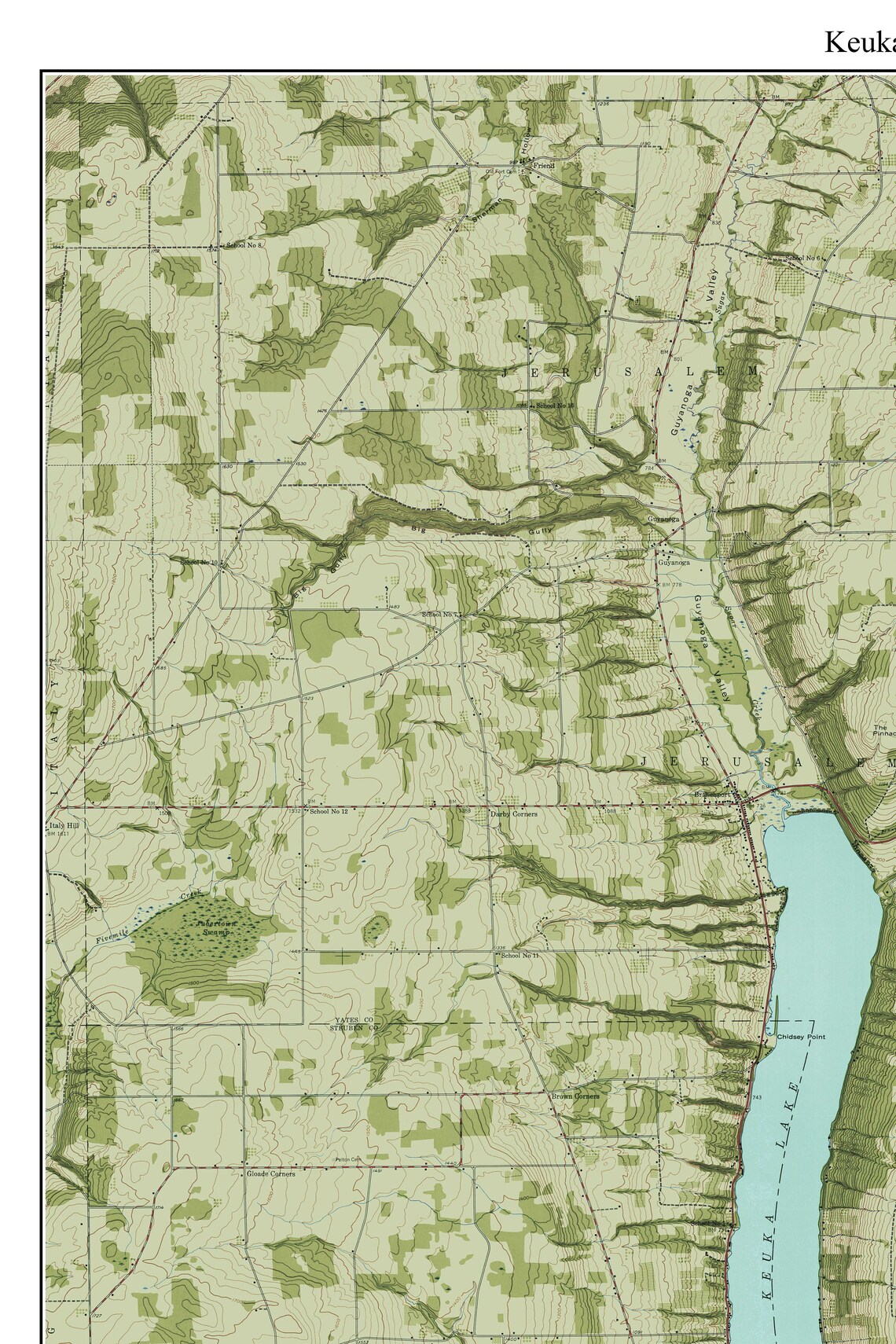 Keuka Lake Ca. 1953 USGS Old Topographic Map Custom - Etsy