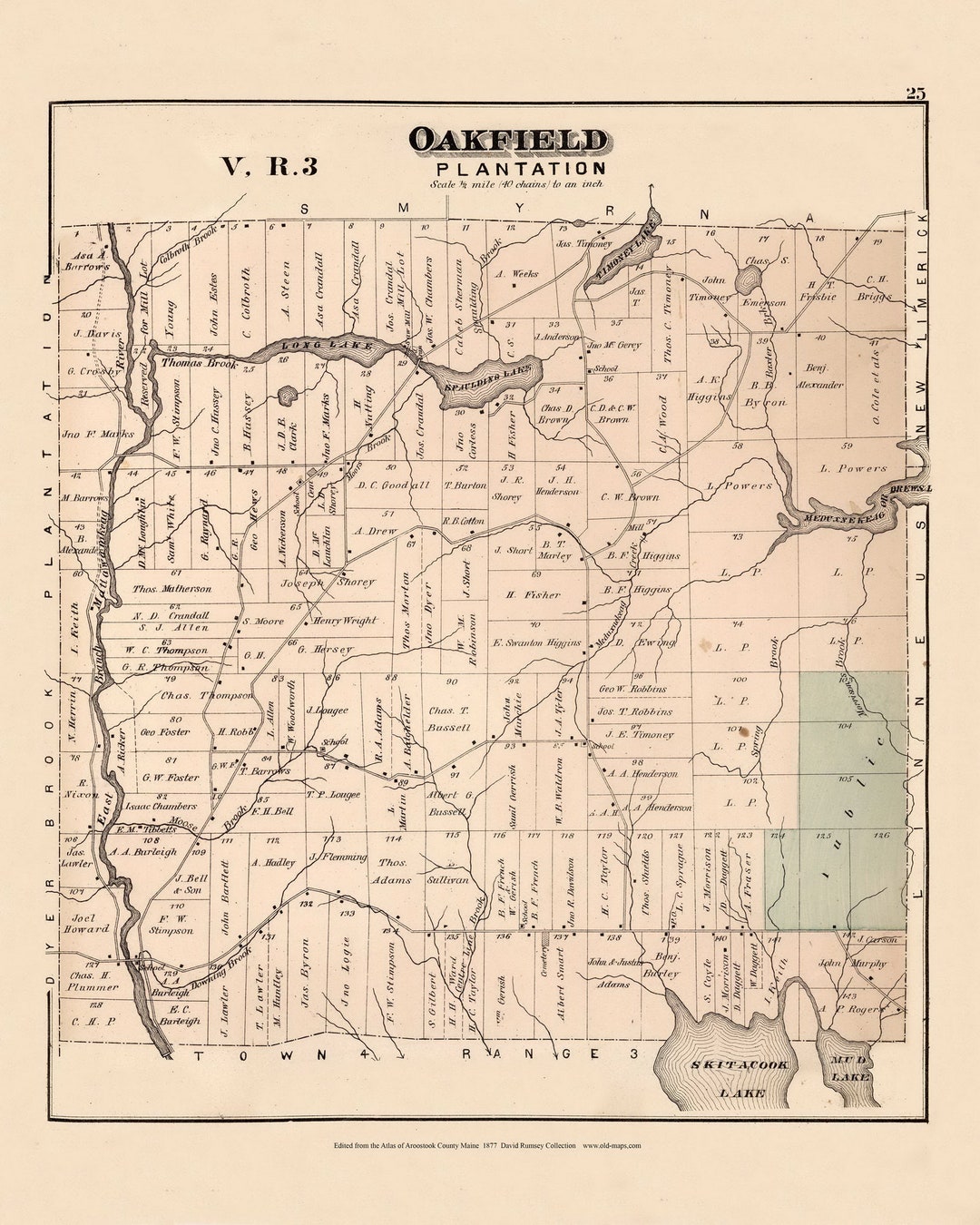 Oakfield 1877 - Old Town Map Reprint - Aroostook County, Maine ...
