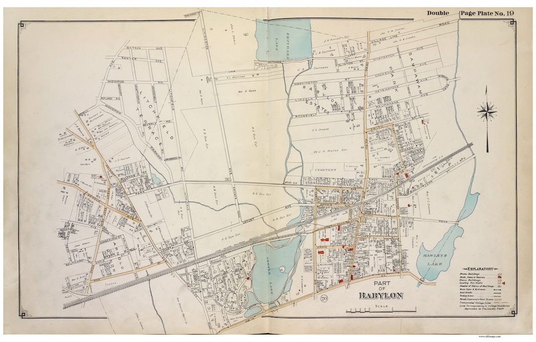 Babylon Village North - 1915 - Long Island New York - Suffolk Co Atlas ...