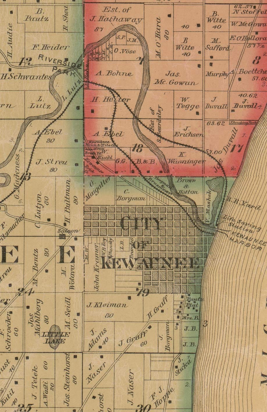 Kewaunee County Wisconsin 1895 Old Wall Map Reprint With - Etsy