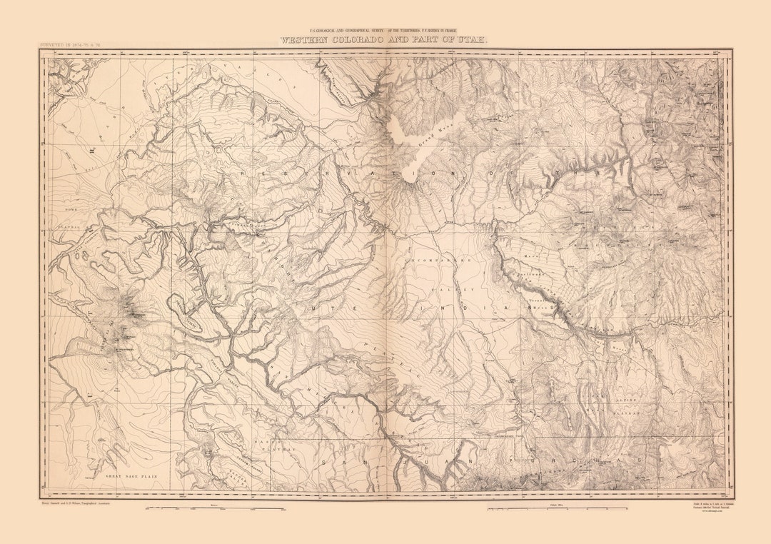 Western Colorado 1877 - 2 0f 6 - Old Map - F.V. Hayden Atlas - T2 - Etsy