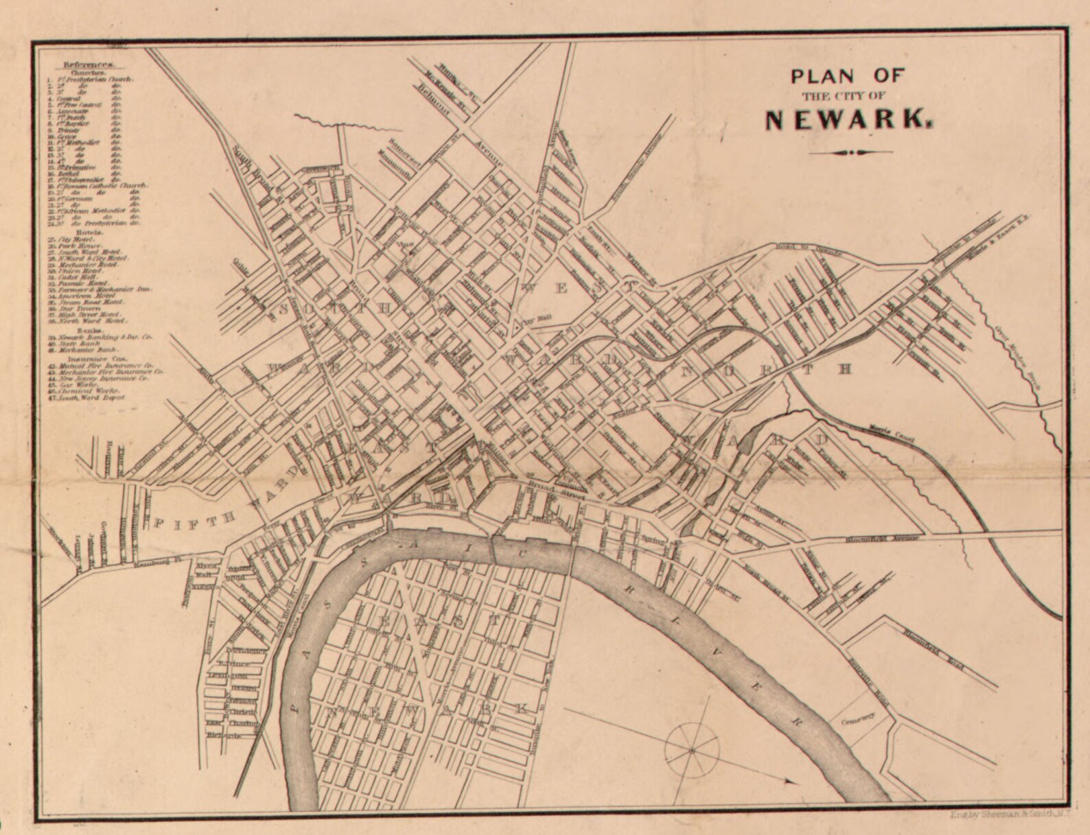 Essex County New Jersey 1850 Map Old Wall Map Reprint With | Etsy