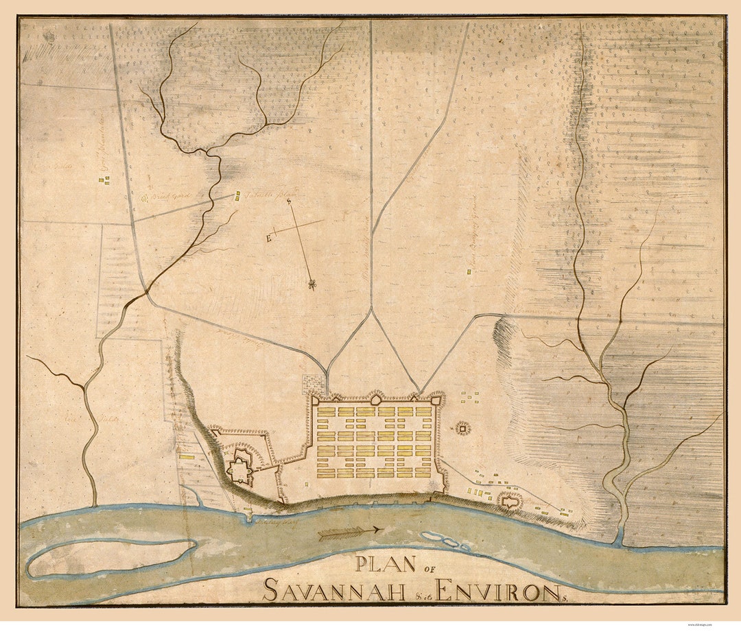 Savannah 1782 Georgia Old Map Reprint - Etsy