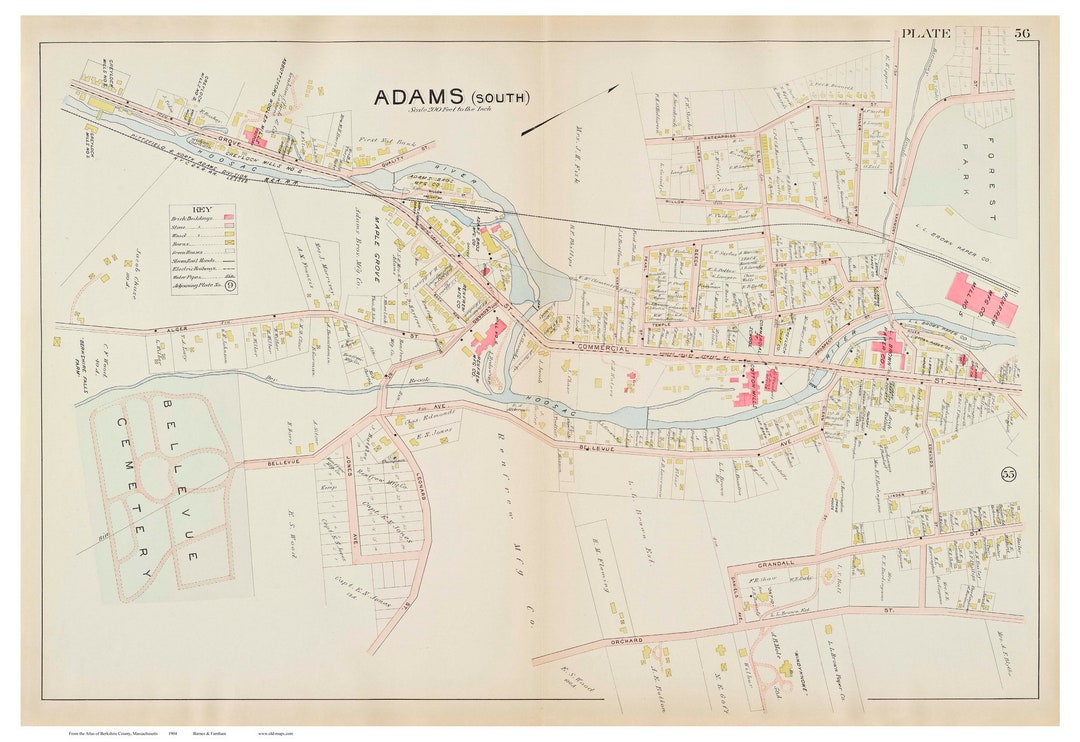 Adams South - 1904 - Old Town Street Map Reprint - Berkshire Co ...