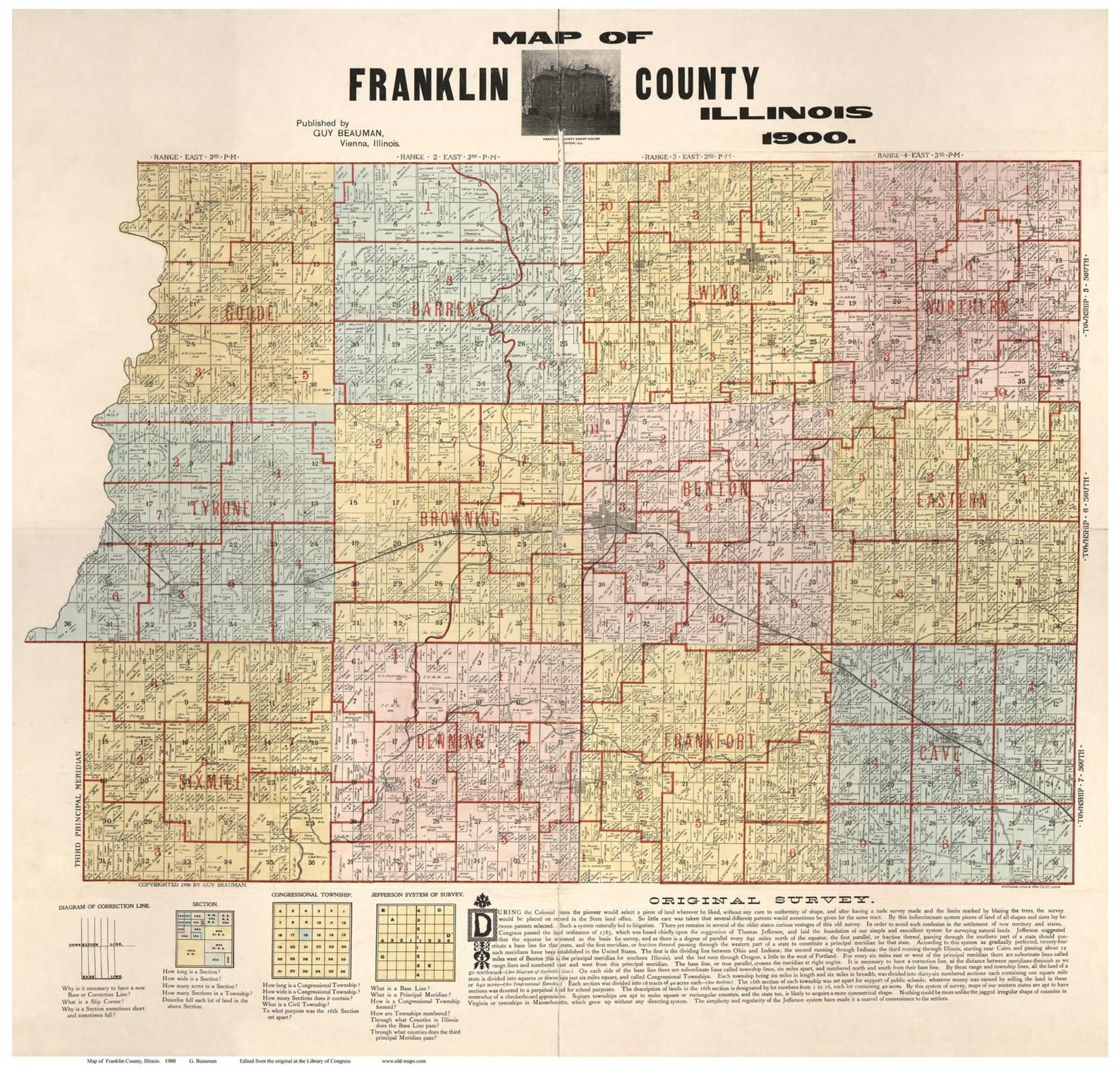 Franklin County Illinois 1900 Old Wall Map Reprint with | Etsy