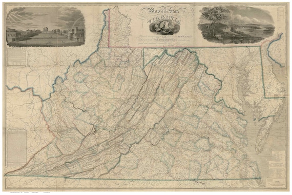 Virginia 1859 State Map Boye Reprint copy 1 | Etsy