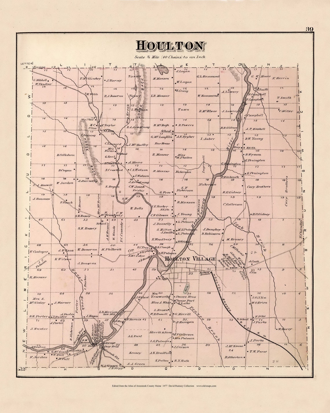 Houlton 1877 Old Town Map Reprint Aroostook County - Etsy