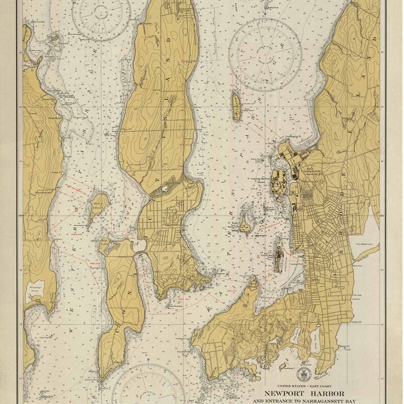 Antique Map of Newport Ri - Etsy
