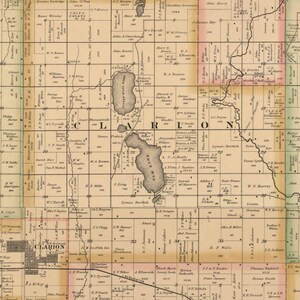 Wright County Iowa 1885 Old Wall Map With Landowner Names Farm | Etsy