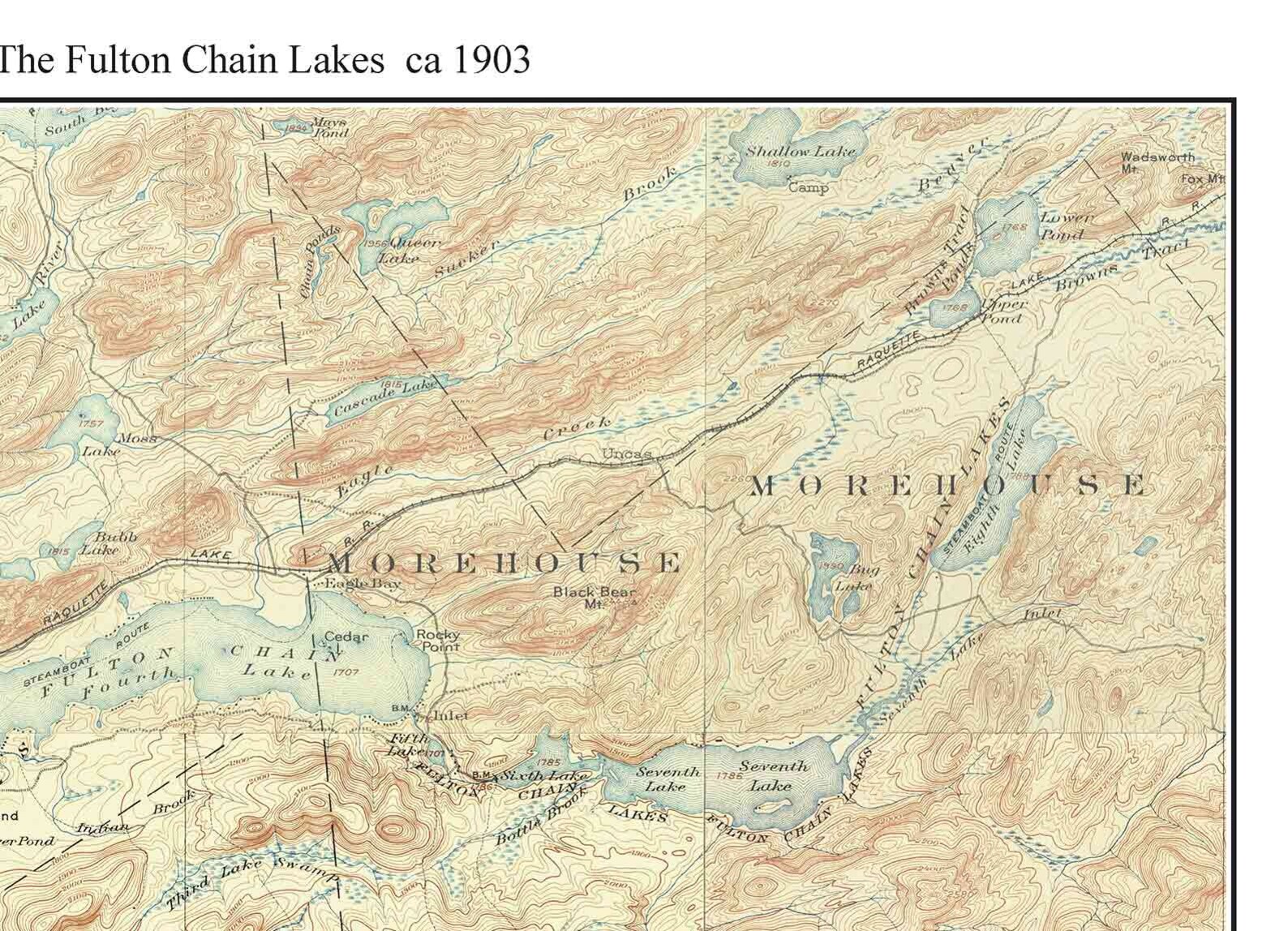 Fulton Chain Lakes 1903 USGS Old Topographic Map Reprint - Etsy