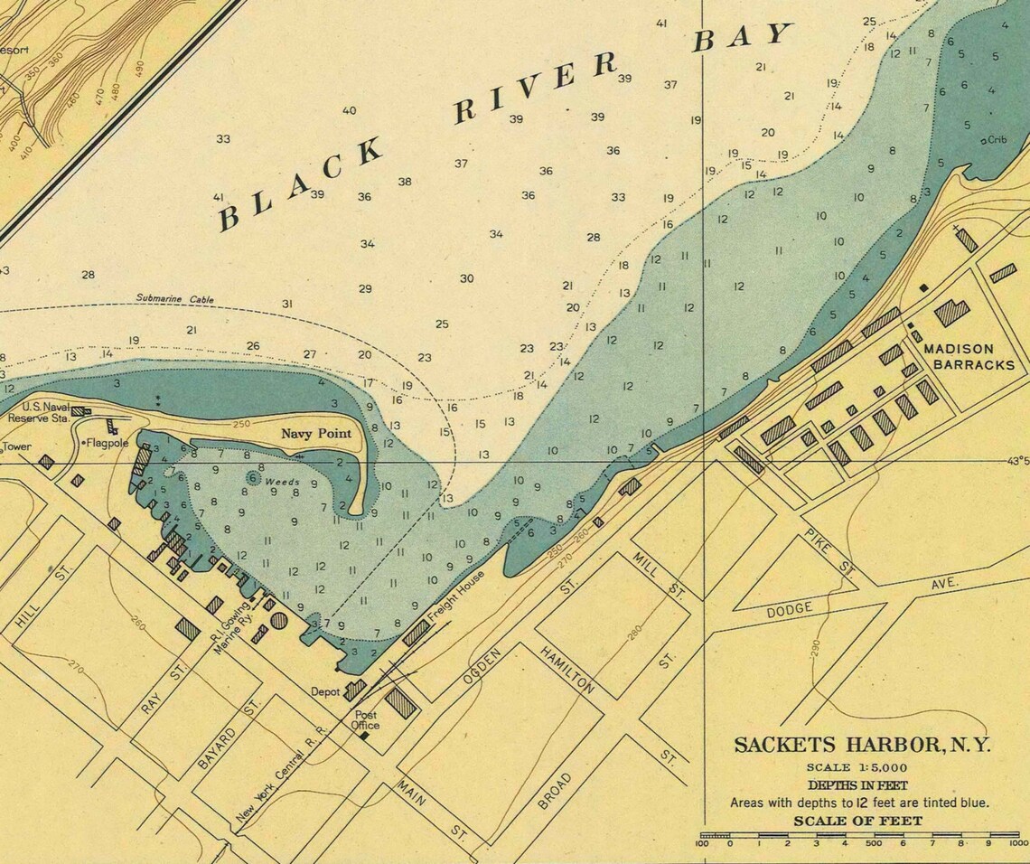 Lake Ontario - East End 1946 Nautical Map - Chaumont, Henderson, Black ...
